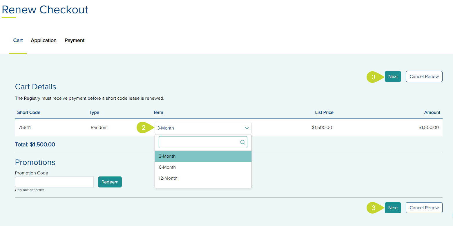 Renew Short Code to Monthly Billing