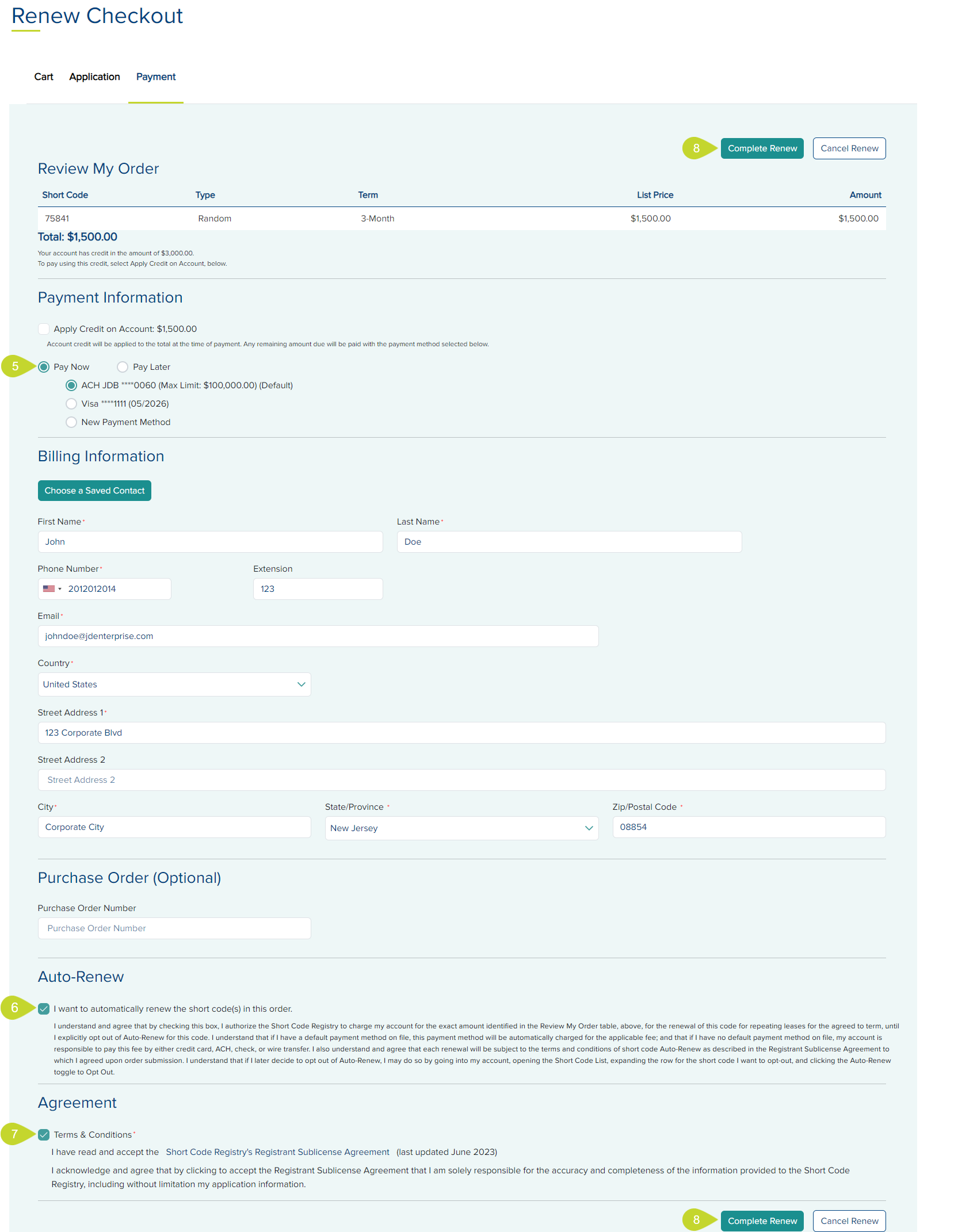 Renew Short Code to Monthly Billing