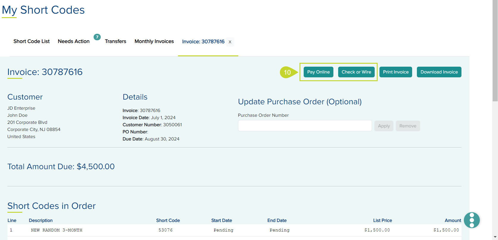 Renew Short Code to Monthly Billing